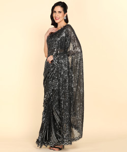 Buy hesika Embellished Daily Wear Art Silk Black Sarees Online @ Best ...