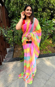Buy Darbari Sarees Printed Leheria Georgette Multicolor Sarees Online ...