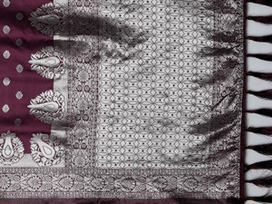 Buy Dhanlaxmi Creation Embellished Assam Silk Chiffon Silver Sarees ...