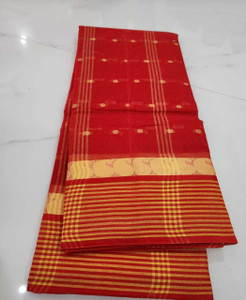 Buy Parbati fashion Self Design Tant Pure Cotton Red Sarees Online ...