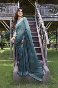 Buy MIRCHI FASHION Embellished, Ombre, Blocked Printed Bollywood Cotton ...