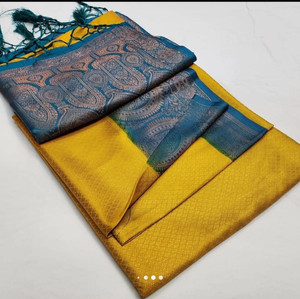 Buy Banaras silk palace Woven Banarasi Pure Silk Yellow Sarees Online ...