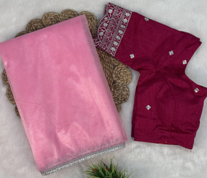 Buy PATTARI Embroidered Bollywood Net Pink Sarees Online @ Best Price ...
