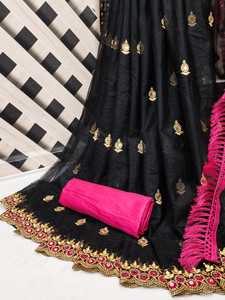 Buy Lampi fashion Embroidered Bollywood Net Black Sarees Online @ Best ...