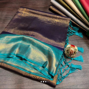 Buy Banaras silk palace Woven Banarasi Pure Silk Dark Blue Sarees ...
