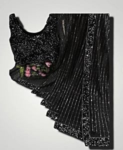 Buy PATTARI Embroidered Bollywood Supernet Black Sarees Online @ Best ...