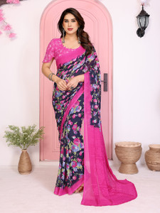Buy Moda Rapido Printed, Self Design, Floral Print Daily Wear Georgette ...
