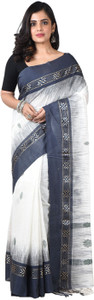 Buy bangasree Self Design Handloom Pure Cotton White Sarees Online ...
