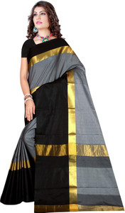 Buy arvind fashion Striped Bollywood Dupion Silk Grey Sarees Online ...