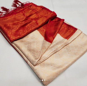 Buy Banaras silk palace Woven Banarasi Pure Silk Cream Sarees Online ...