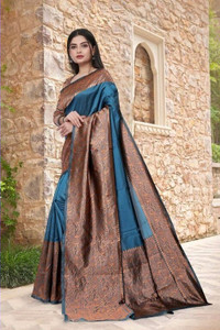 Buy indus fashion Woven Banarasi Cotton Silk Multicolor Sarees Online ...