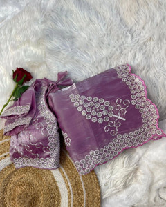 Buy samu Embroidered Bollywood Organza, Silk Blend Purple Sarees Online ...