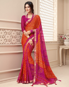 Buy Satrani Geometric Print, Printed, Embellished Bollywood Chiffon ...