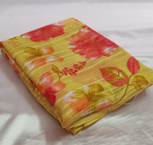 Buy AGNI VASTRA Floral Print Daily Wear Georgette Pink, Yellow Sarees ...