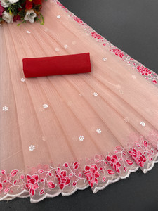 Buy PATTARI Embroidered Bollywood Supernet Orange Sarees Online @ Best ...