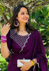 Buy Misha Self Design Bollywood Chiffon Purple Sarees Online @ Best ...