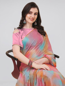 Buy MIRCHI FASHION Printed, Color Block, Embellished Bollywood Chiffon ...