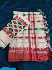 Buy Mekhla Chador Woven Mekhela Chador Cotton Silk White Sarees Online ...