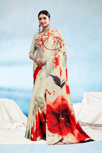 Buy GARDEN VARELI Floral Print Bollywood Satin Multicolor Sarees Online ...