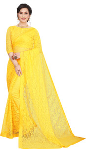 Buy HouseOfCommon Self Design Bollywood Net Yellow Sarees Online @ Best ...