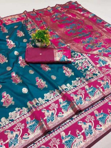 Buy SEMORE Embellished Banarasi Jacquard Multicolor Sarees Online ...