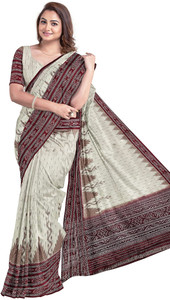 Buy Odisha handloom Temple Border Sambalpuri Pure Cotton Grey Sarees ...