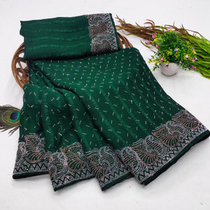 Buy SOJITRA IMPEX Self Design, Embellished Kanjivaram Georgette Dark ...