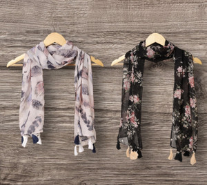 RiddleNeedle Printed Chiffon Women Scarf, Stole, Fancy Scarf - Buy ...