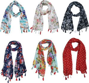 RiddleNeedle Floral Print Chiffon Women Scarf, Fancy Scarf, Stole - Buy ...