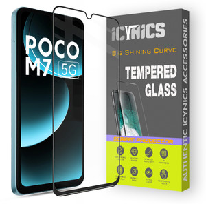 ICYNICS Edge To Edge Tempered Glass for Poco M7 5G, Anti-Fingerprint ...