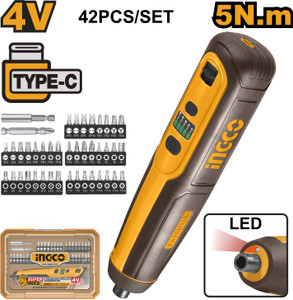 INGCO Cordless Screwdriver, Rechargeable Screwdriver, 5-speed Torque ...