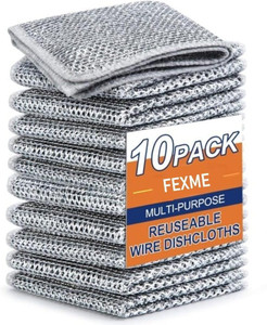 RadhaTex Pack of 10 Multifunctional Reusable Steel Wire Dishwashing ...