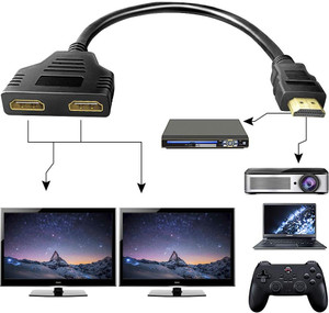 KUVERA HDMI Splitter 1 in 2 Out Male to Female for HDMI HD, LED, LCD ...