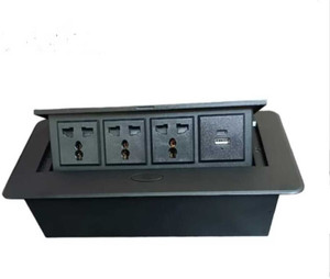 TECHGEAR Pop up box Cable Cubby with 3 universal power socket 1 USB A 1 ...