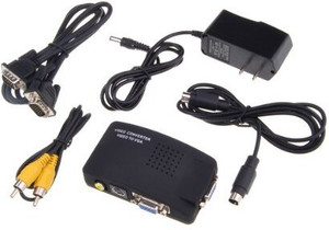 KUVERA TV RCA AV S-video In to PC VGA LCD CRT Out Converter Adapter ...