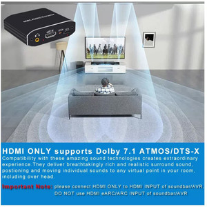 Tobo 8K HDMI 2.1 eARC Audio Extractor 7.1CH HDMI ARC eARC to Coaxial ...