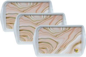 MEDED Gloster Printed Large Size Serving Tray Set, Pack of 3 Pcs (Cream ...