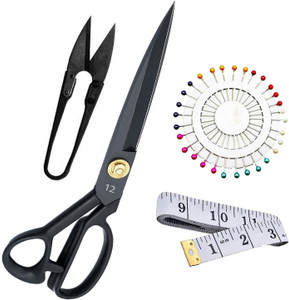 KYP Fashion Black 12 Inch Tailoring Scissor Cutter Pearl Pins Measuring ...