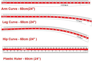 Artinova Tailoring Scale set of 4, Arm Curve, Hip Curve, Straight Ruler ...