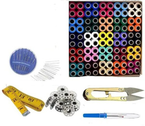 HouseOfCommon 100 Sewing Thread, 5 Bobbin, Measuring Tape, Seam Ripper ...