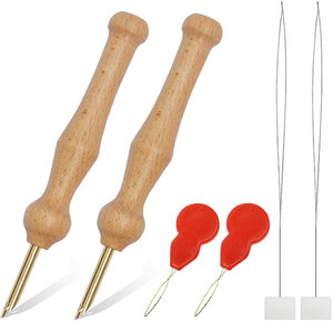 HASTHIP 2 Pack Punch Needle Wooden Embroidery Pen Punch Needle Set ...