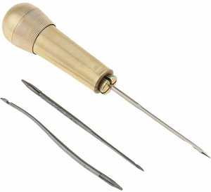 Zorbes Copper Handle Stitcher with 3 Needles Sewing Awl Hand Stitcher ...