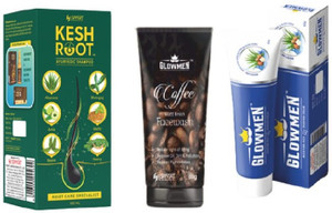 KESH ROOT Hair Shampoo 1 + Coffee face wash 1 + Shaving cream (30g ...