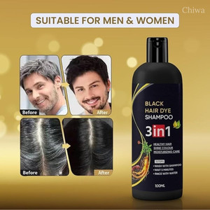 CHIWA Hair Dye Shampoo Instant Natural 3-in-1 Black Color Solution ...