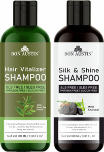 Bon Austin Hair Vitalizer Shampoo With Green Tea & Silk & Shine Shampoo ...