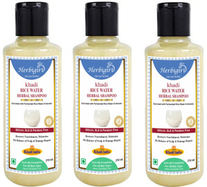 Herbigiri Khadi Rice Water Herbal Shampoo SLS Free ( Pack of 3 ) 630 ml ...