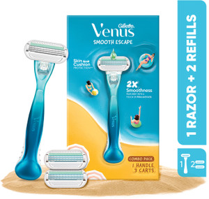 Gillette Venus Smooth Combo pack | Razor plus 2 refills | Aloe vera ...