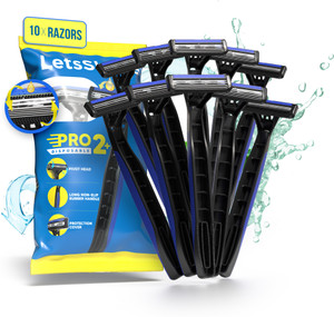 LetsShave Pro 2 Plus Disposable Razor - Open Flow Cartridge Razor (Pack ...