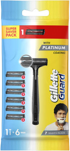 Gillette Guard Manual Shaving Razor Blades -6 Cartridges + 1 Razor, Men ...