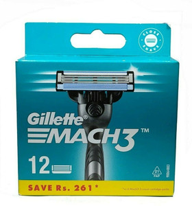 Gillette Mach 3 Manual Shaving Razor Blades (Cartridge) 12s pack, Men ...